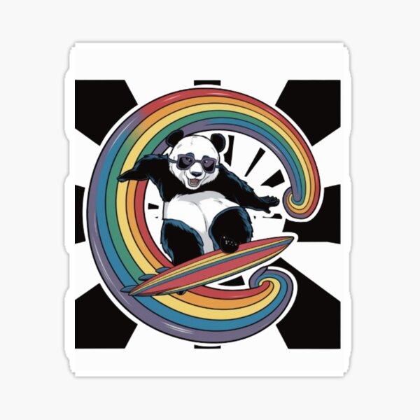 "Pandas Surf Rainbows Cute surfing pandas " Sticker for Sale by Manara ...