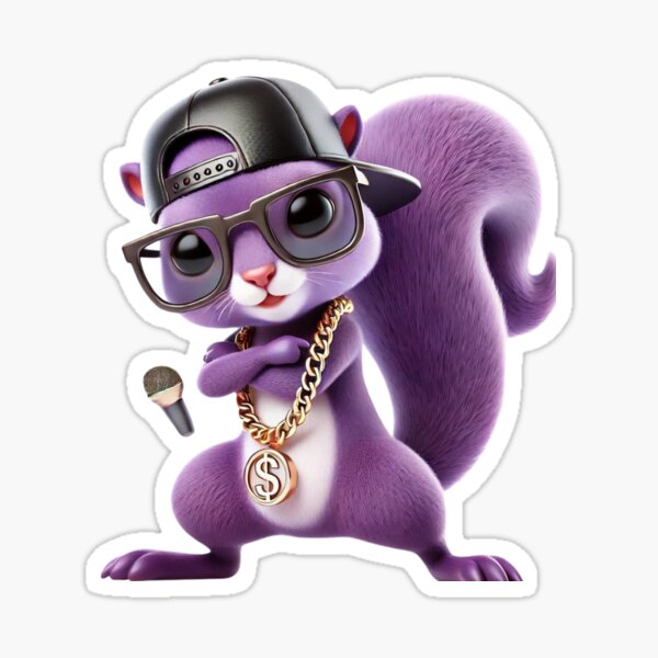"Hip Hop Purple Squirrel T-Shirt 3" Sticker for Sale by sourcecon | Redbubble