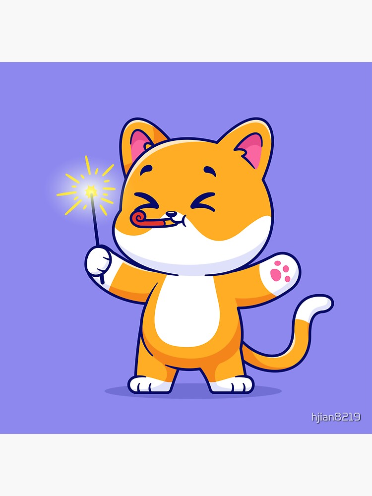 "Cute Shiba Inu Dog Playing with Fireworks: A Festive Cartoon Vector ...