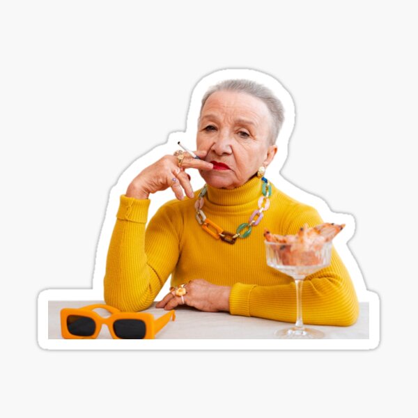 "Old Woman Smoking " Sticker for Sale by Estalon | Redbubble