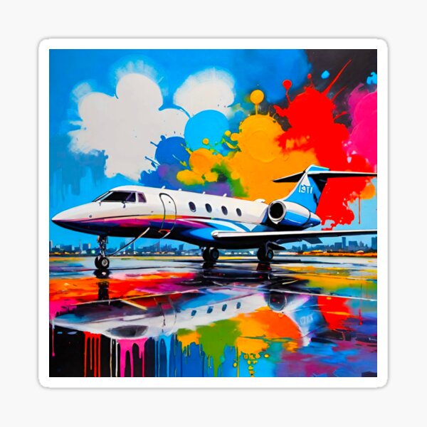 "Vibrant Flight: Colorful Private Jet" Sticker for Sale by ...
