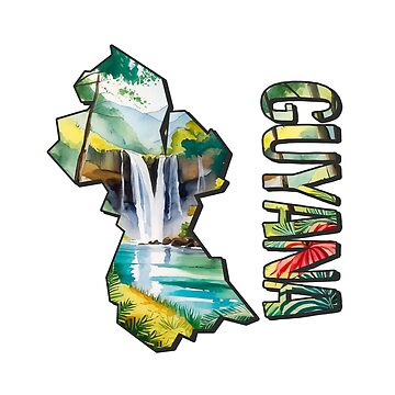 "Guyana watercolor map" Sticker by Motivburg | Redbubble
