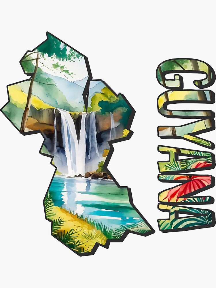 "Guyana watercolor map" Sticker by Motivburg | Redbubble