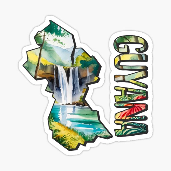 "Guyana watercolor map" Sticker by Motivburg | Redbubble