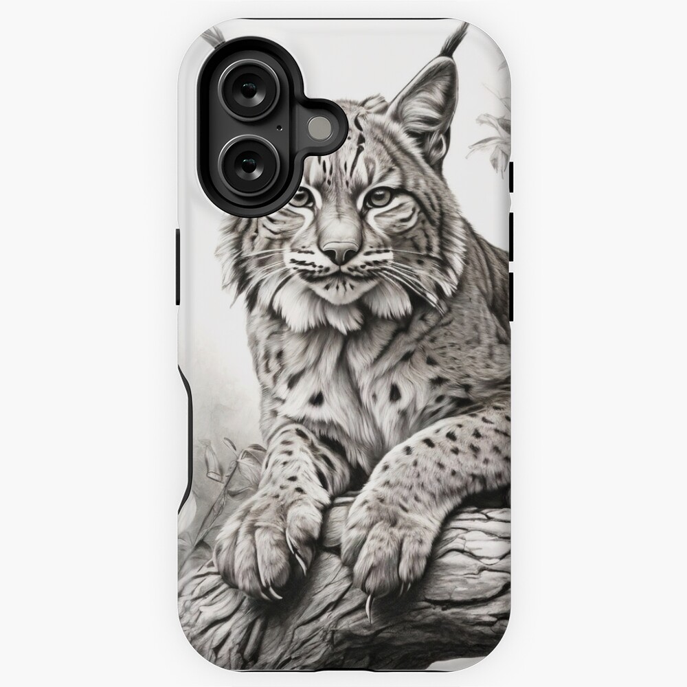 "Black and white pencil drawing of a lynx " Sticker for Sale by Pencil ...