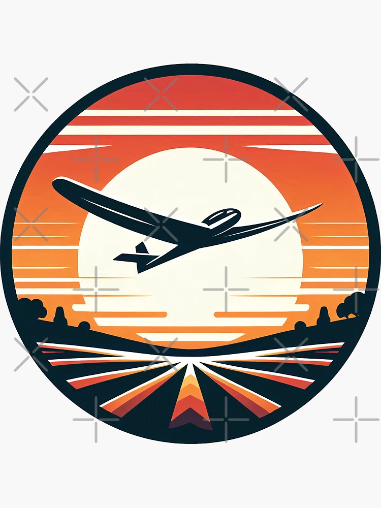 "Glider Plane Pilot Sailplane Biplane aerial floating soaring" Sticker ...