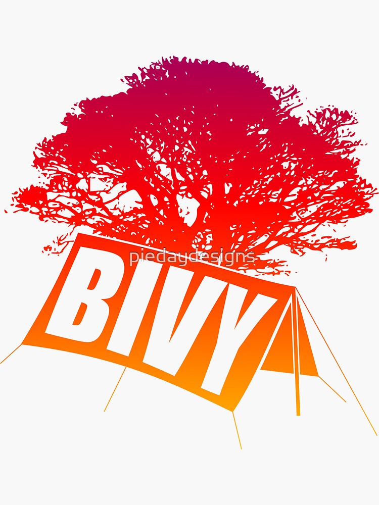 "Bivy Tarp Camping" Sticker by piedaydesigns | Redbubble
