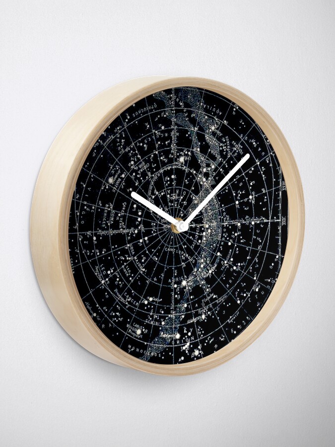 "STAR CONSTELLATIONS : Vintage 1900 Galaxy Chart Map" Clock for Sale by ...