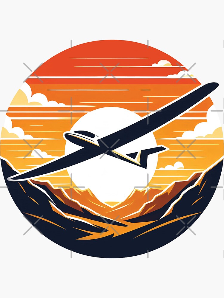 "Glider Plane Pilot Sailplane Biplane aerial floating soaring" Sticker ...
