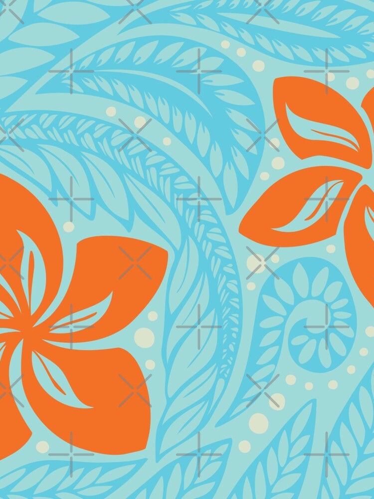"Polynesian Hawaiian light blue orange floral tattoo design" A-Line ...