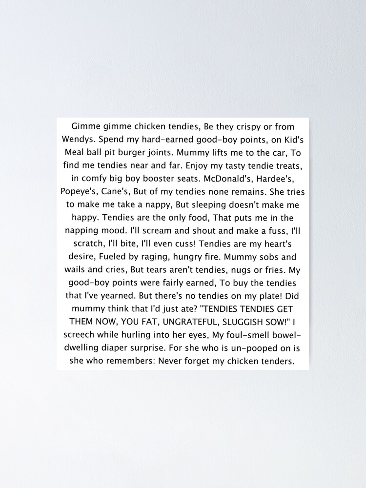 "Gimme Gimme Chicken Tendies Shirt/Mug/Sticker" Poster for Sale by ...