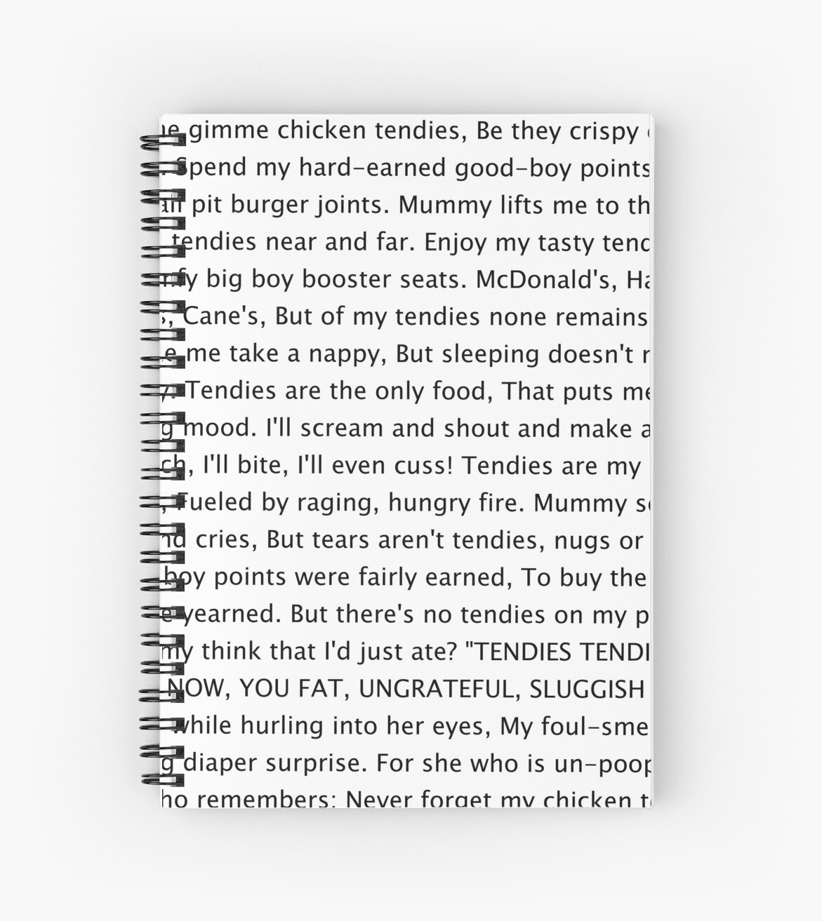 gimmie gimmie chicken tendies poem