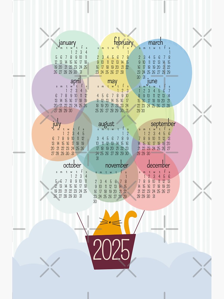 "Cat Calendar 2025 - Balloning Milo Cat" Sticker for Sale by ...