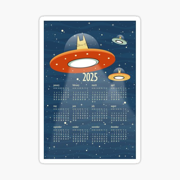 "Cat Calendar 2025 - Alien Gus Cat" Sticker for Sale by Lucia Fontes ...