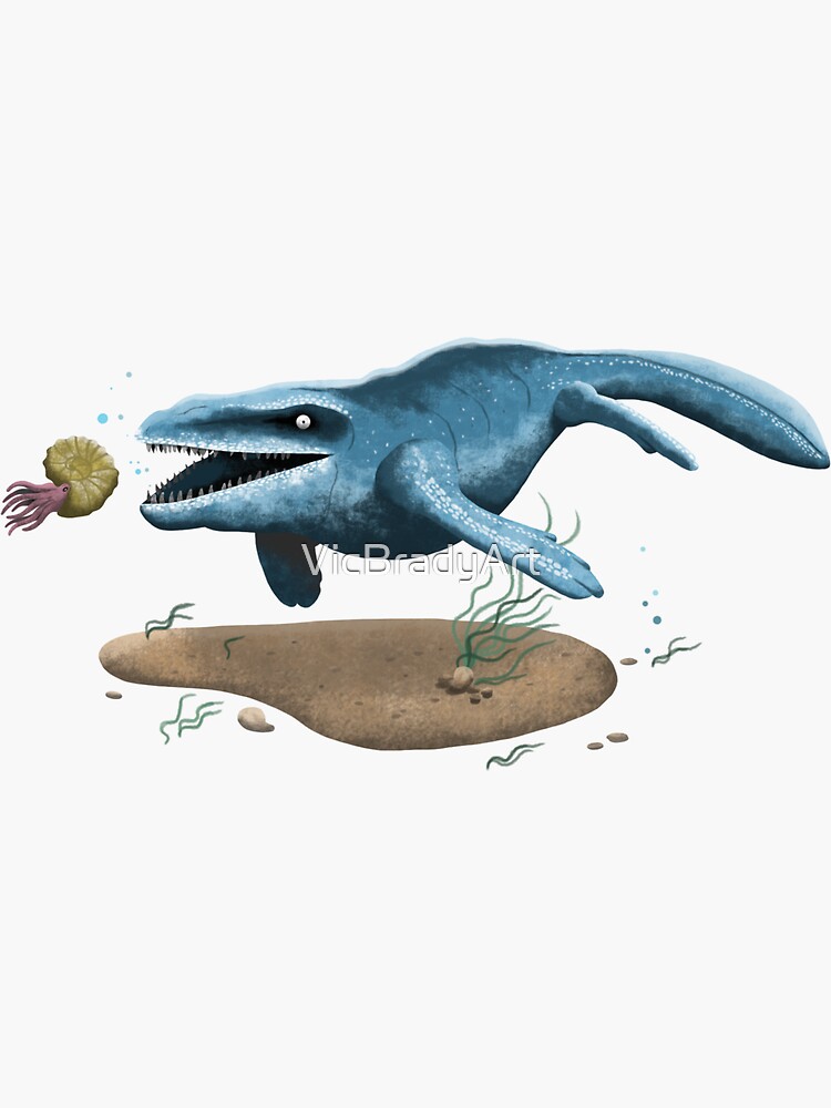 "Mosasaurus Dinosaur " Sticker by VicBradyArt | Redbubble