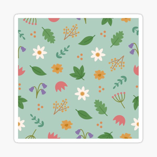 "Flower plant pattern, green background" Sticker for Sale by Allihorn ...