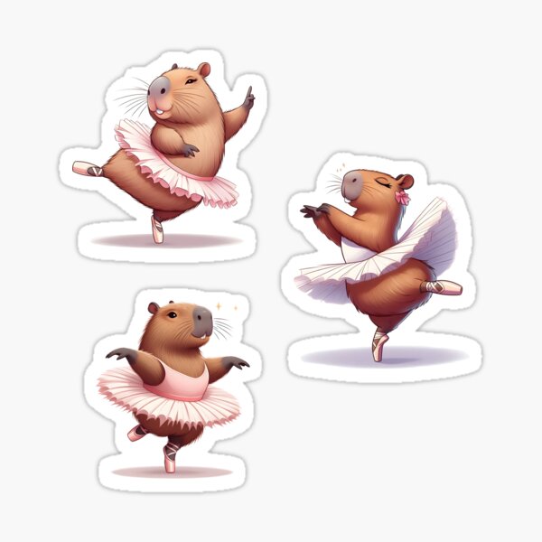 "Cute Happy Dancing Capybara in a Tutu Stickers" Sticker for Sale by ...