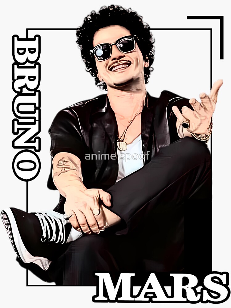 "BRUNO MARS" Sticker for Sale by anime spoof | Redbubble