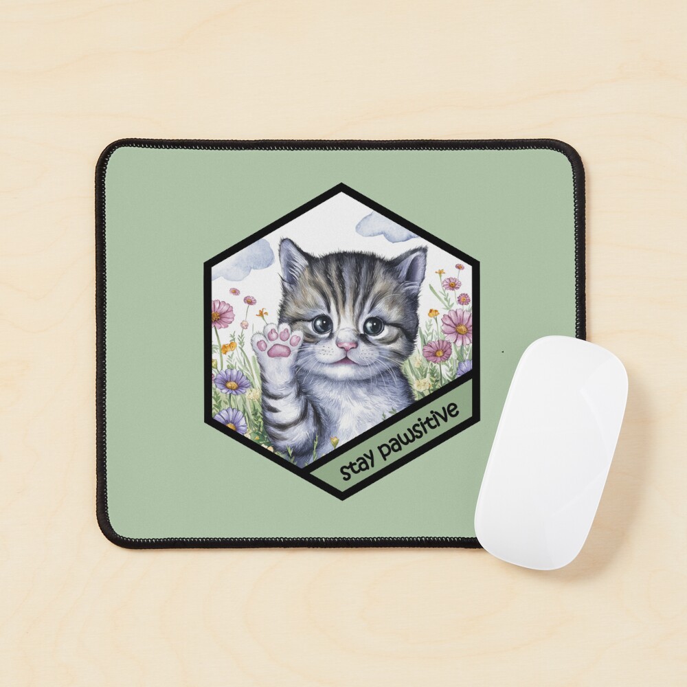 "Cute cat stay pawsitive" Sticker for Sale by LovesAndCrafts | Redbubble