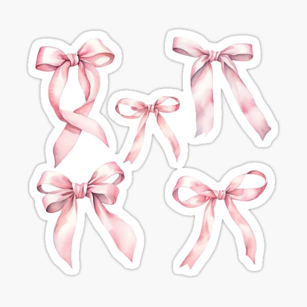 "Aesthetic watercolor pink ribbon Bow" Sticker for Sale by dearolya ...