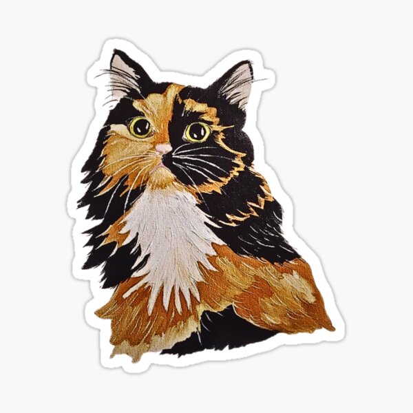 "Calico Portrait, Cute Calico Cat, Calico Cat Lover Sticker" Sticker ...