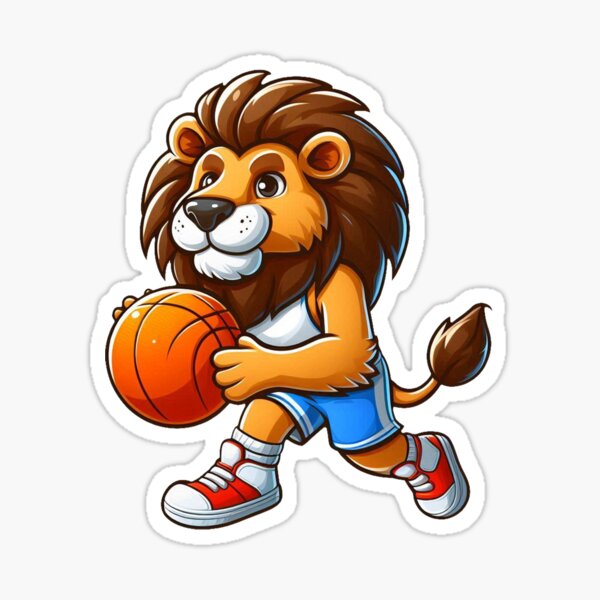 "Cartoon Lion Playing Basketball " Sticker for Sale by PlayfulPrintLab ...