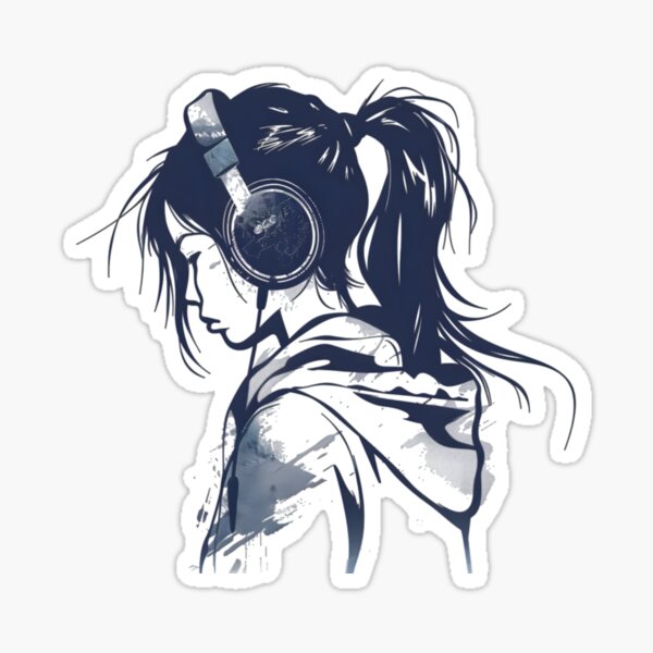 Dibujo De Niña Triste Con Auriculares Lienzo For Sale Con La Obra