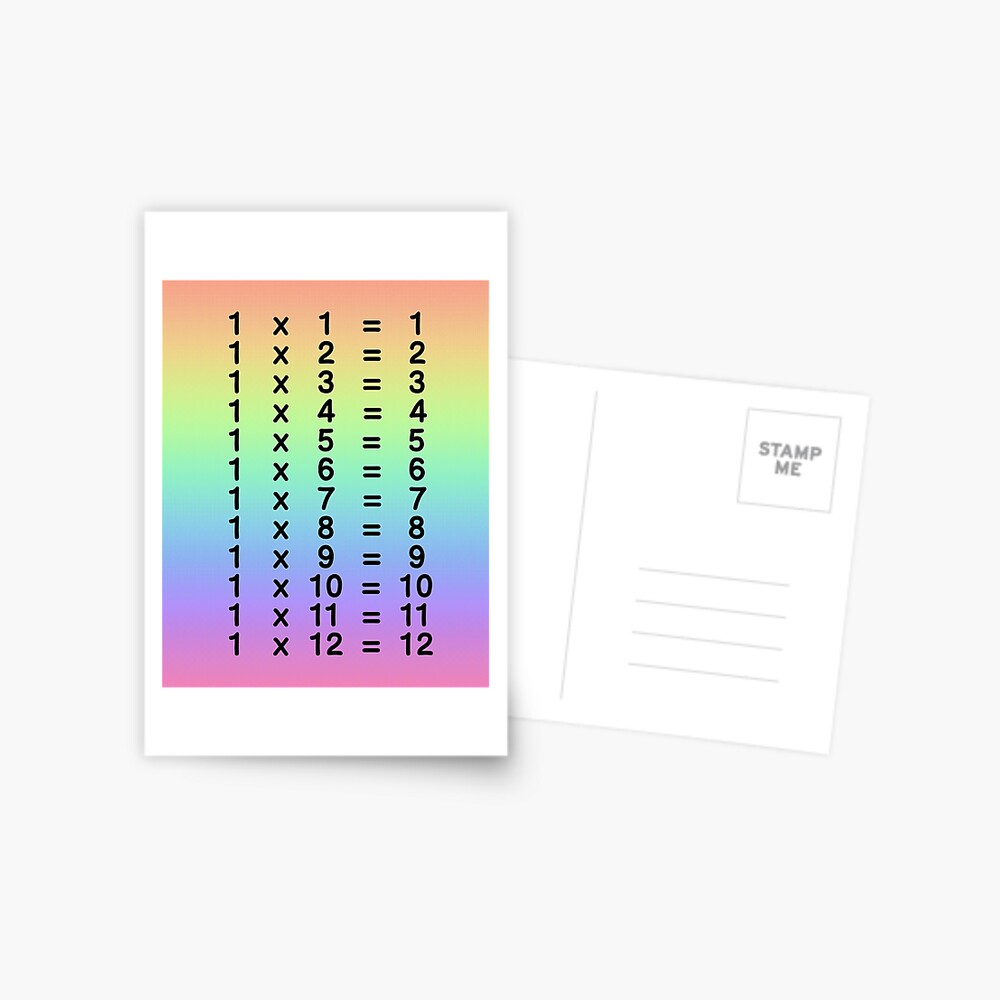"1 X Table Rainbow One Times Table Multiplication Tables Chart for Kids ...