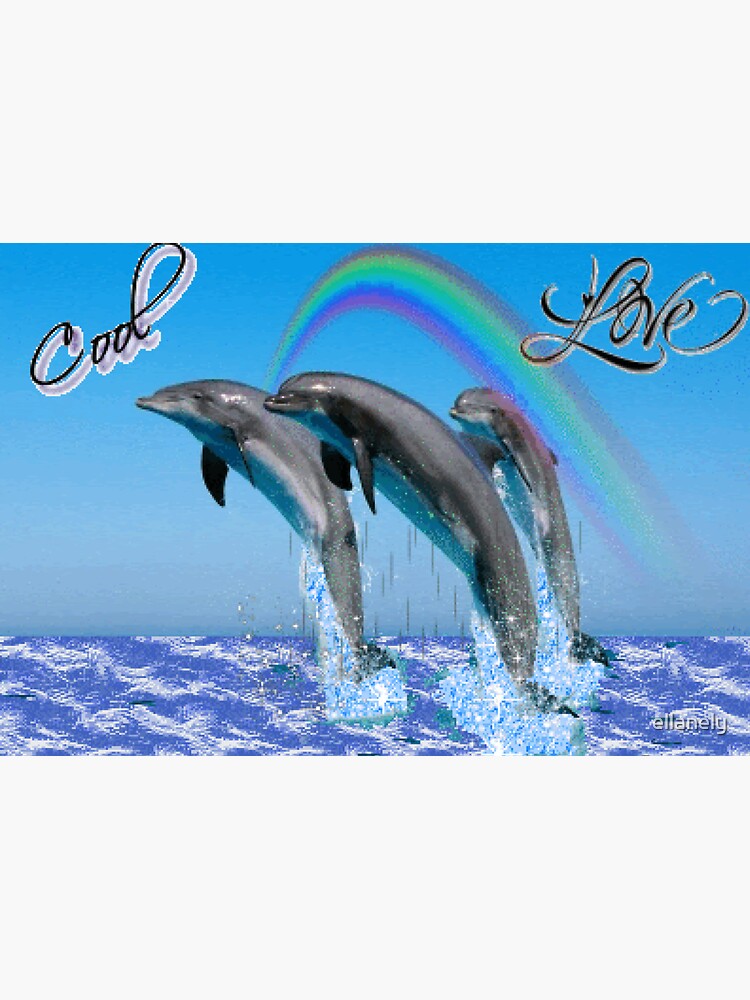"Dolphins y2k Blingee" Sticker for Sale by ellanely | Redbubble