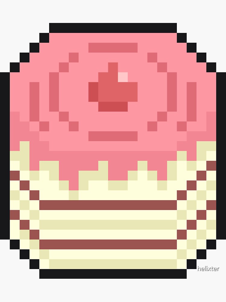"delicious pink cake pixel art" Sticker for Sale by helixter | Redbubble
