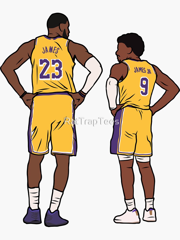 "LeBron and Bronny James" Sticker for Sale by RatTrapTees | Redbubble