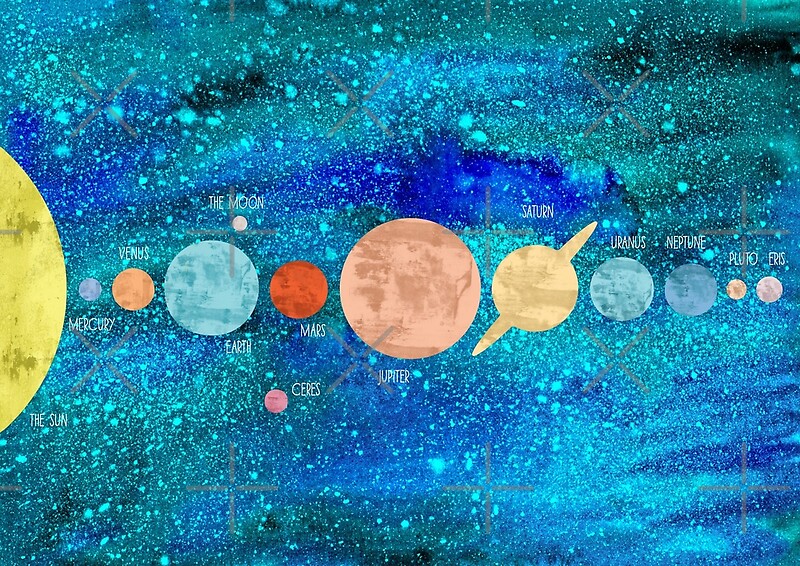 "Solar System, watercolor Solar System, Astronomy Print, Planets art ...