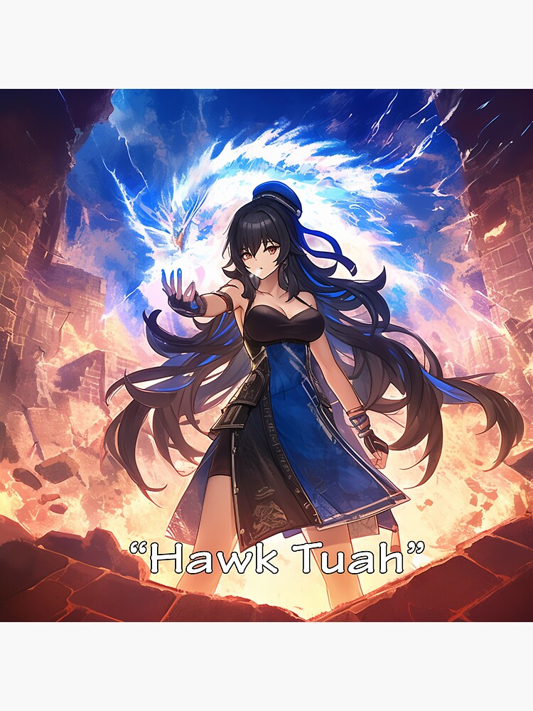 "Hawk tuah anime girl" Sticker for Sale by kiwimick | Redbubble