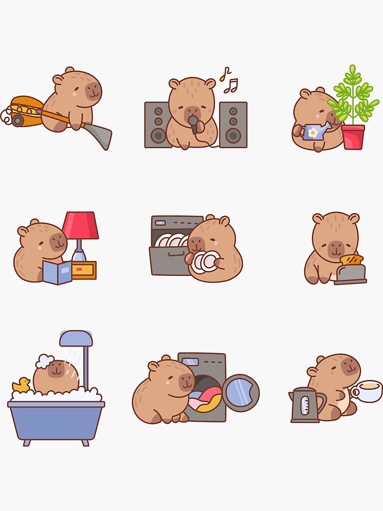 "House Kawaii Capybara Pack" Sticker for Sale by OlyaLitvinova | Redbubble