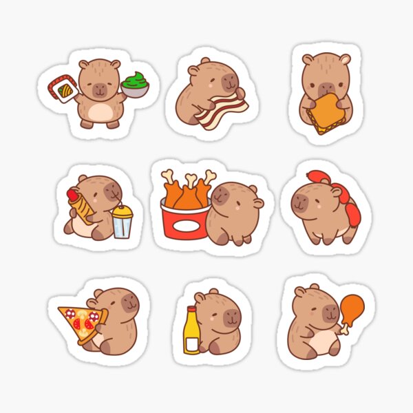 "Fast Food Kawaii Capybara Pack" Sticker for Sale by OlyaLitvinova ...
