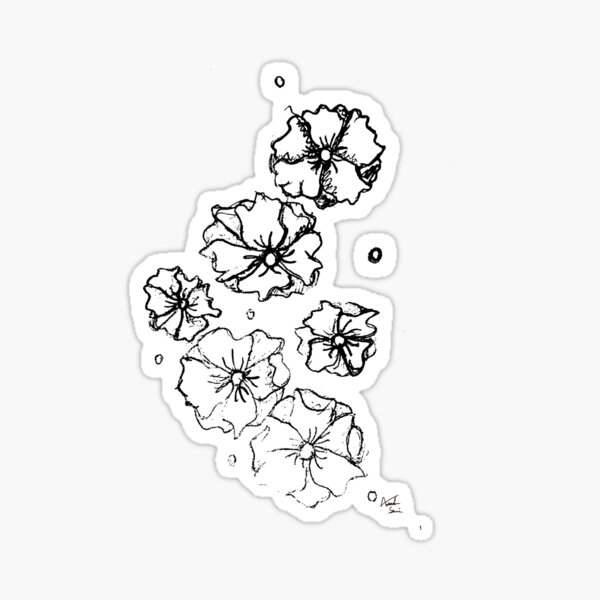 "flower line art" Sticker by tappad | Redbubble