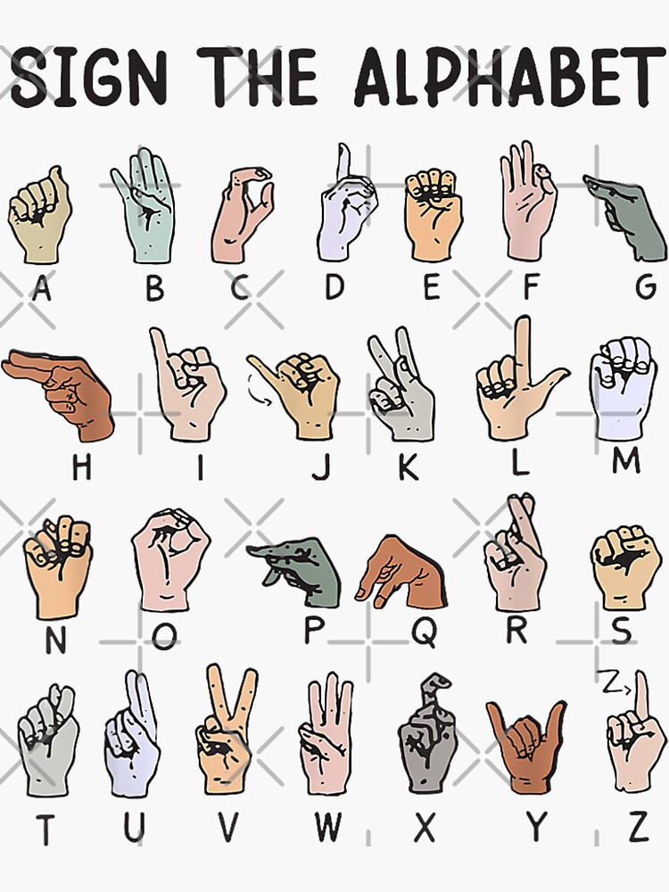 "ASL American Sign Language Alphabet Inclusive Sign ABCs Sticker ...