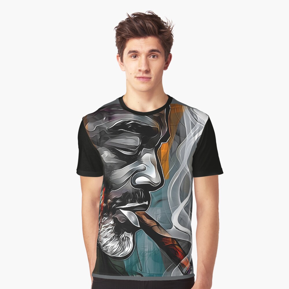 "Abstract Portrayal of Bearded Man Smoking Cigar with Swirling Smoke ...
