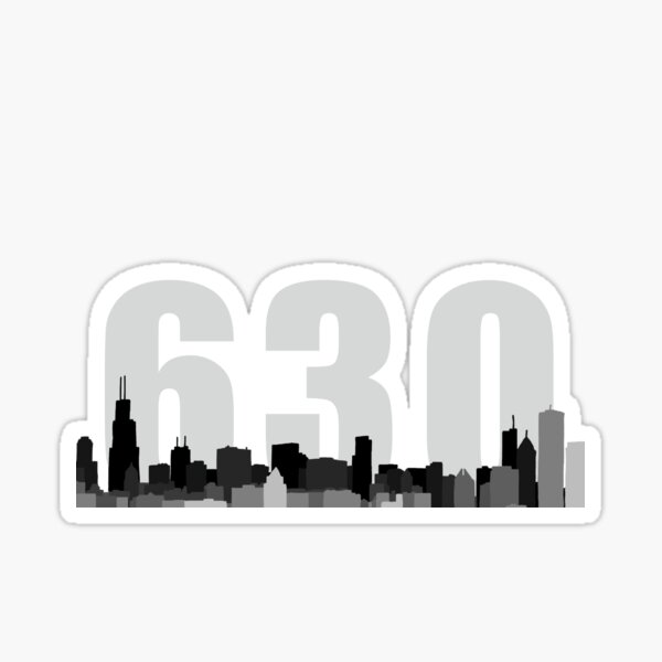 "630 Chicago Area Code with Skyline" Sticker for Sale by Cliché ...