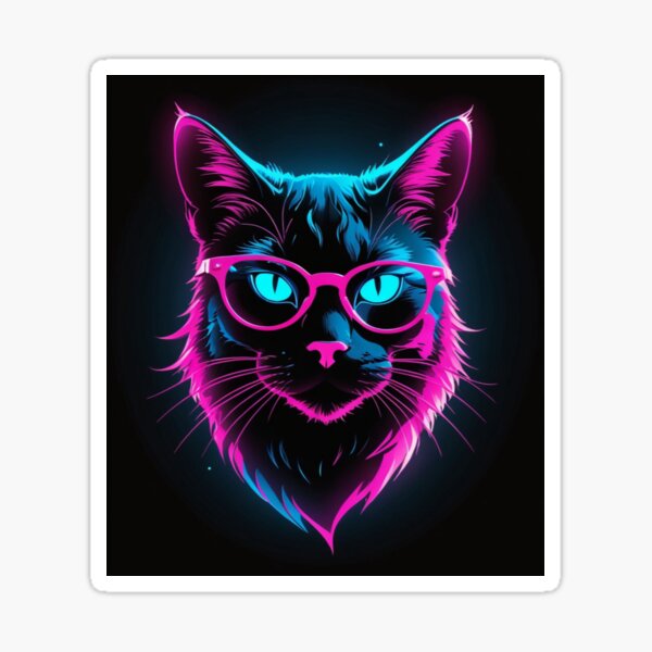 "pink cat head with sunglasses" Sticker for Sale by Epic TV | Redbubble