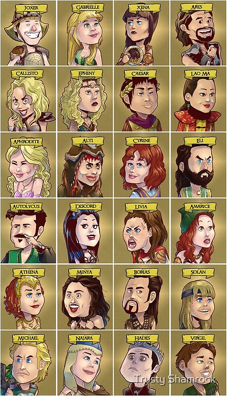 "Xena: Warrior Princess Characters" by Arkie Ring | Redbubble