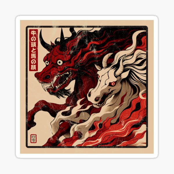 "Gozu and Mezu - Japanese Demons" Sticker for Sale by Hueglue | Redbubble