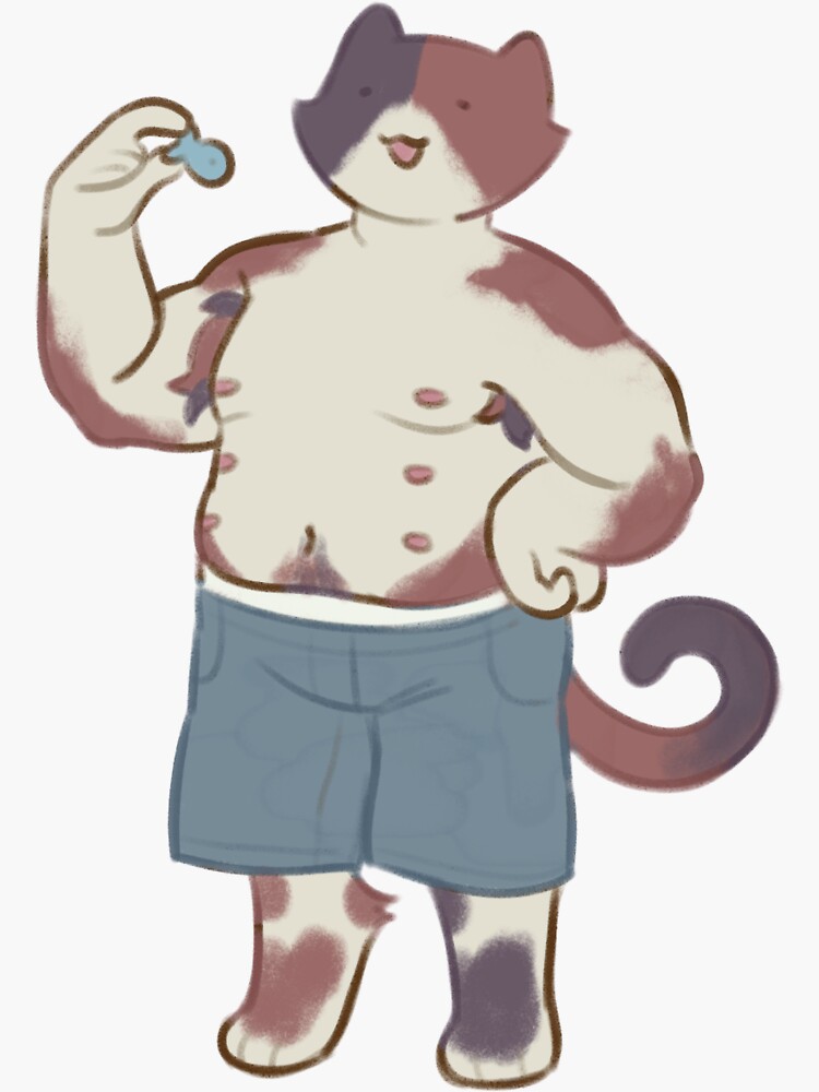 "Meowscles Snacktime" Sticker for Sale by m3mbraine | Redbubble