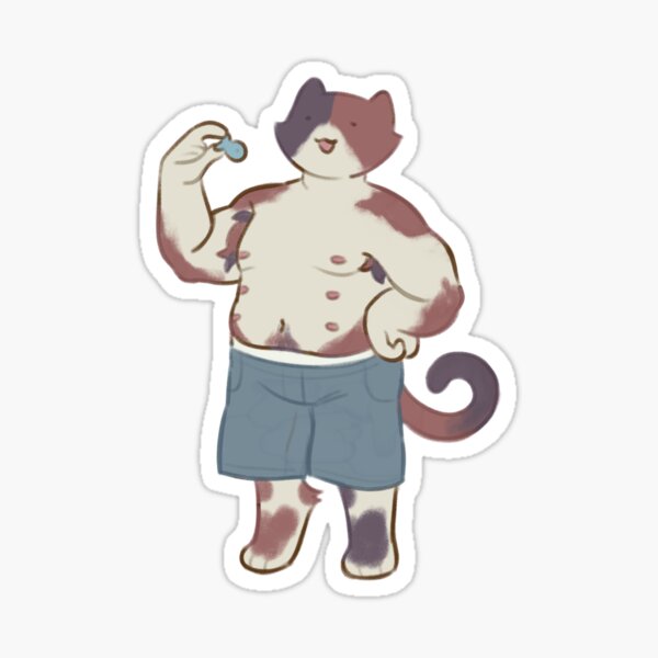 "Meowscles Snacktime" Sticker for Sale by m3mbraine | Redbubble