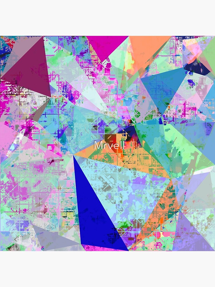 "vintage psychedelic triangle polygon pattern abstract in blue pink ...