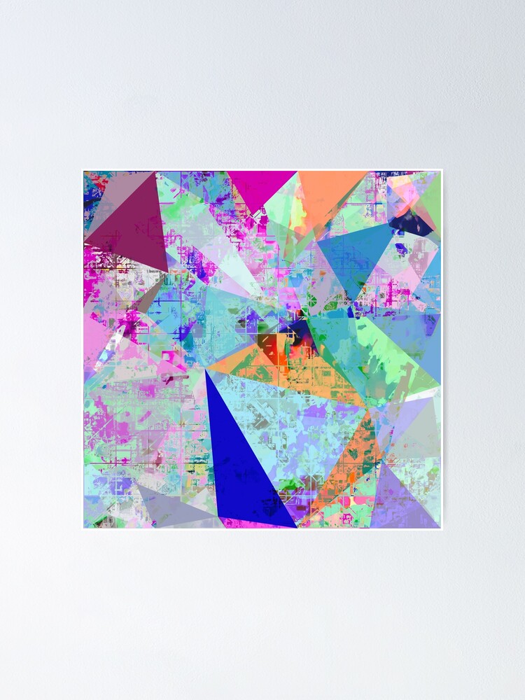 "vintage psychedelic triangle polygon pattern abstract in blue pink ...
