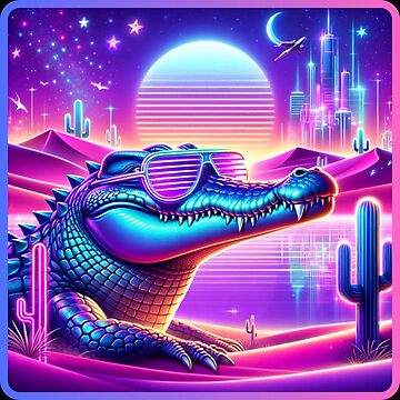 "Solar Neon Alligator" Sticker by AmigosFurEver | Redbubble