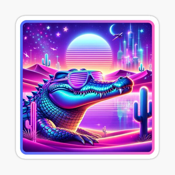 "Solar Neon Alligator" Sticker by AmigosFurEver | Redbubble
