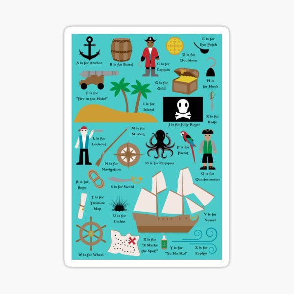 "Pirate Alphabet" Sticker for Sale by babybigfoot | Redbubble