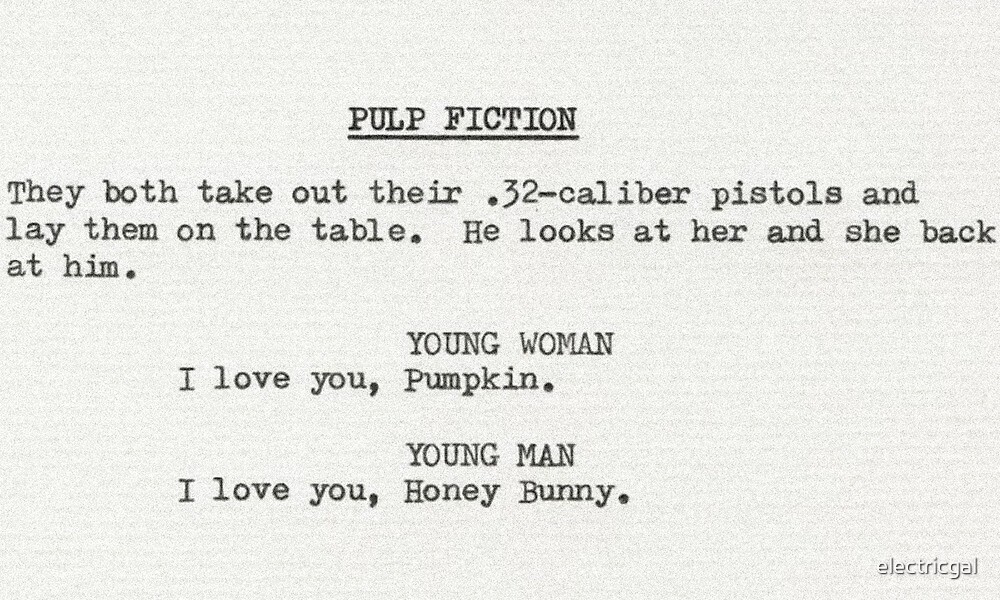 "pulp fiction screenplay - pumpkin & honey bunny" by electricgal ...